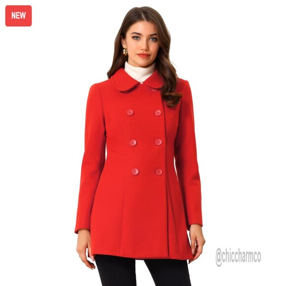 Jackets & Coats | Peter Pan Collar Double Breasted Wool Pea Coat Long ...